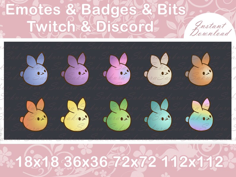 Twitch & Discord Emote Badge Bit Cute Rabbit Bunny - Etsy