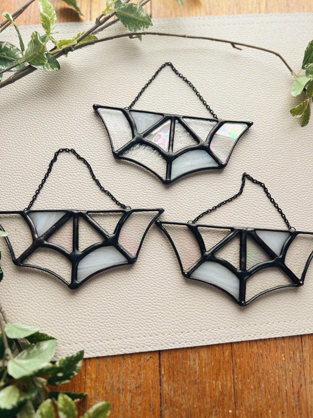 Sider Web Stained Glass Corner Web Glass Window Sun Catcher Fall ...