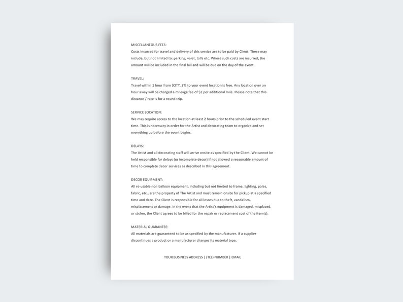 Balloon Decor Contract Template