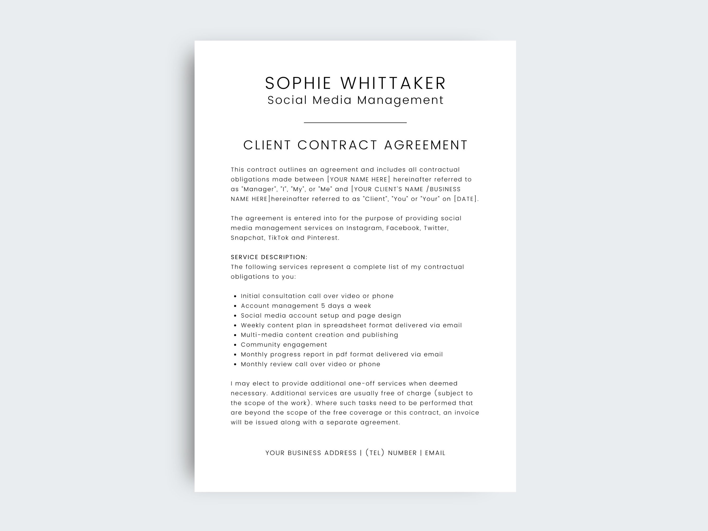 Social Media Agreement Template