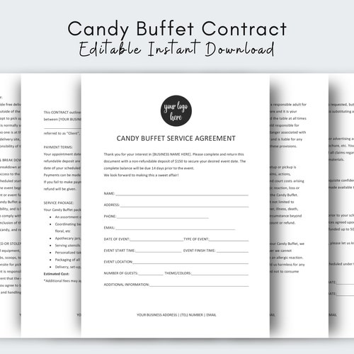 Candy Buffet Contract Template Candy Buffet Services - Etsy