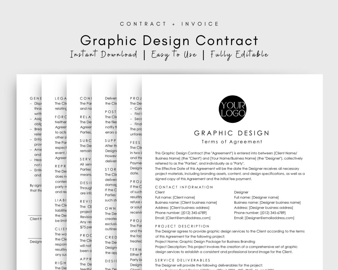 Graphic Design Contract and Invoice Templates - Etsy
