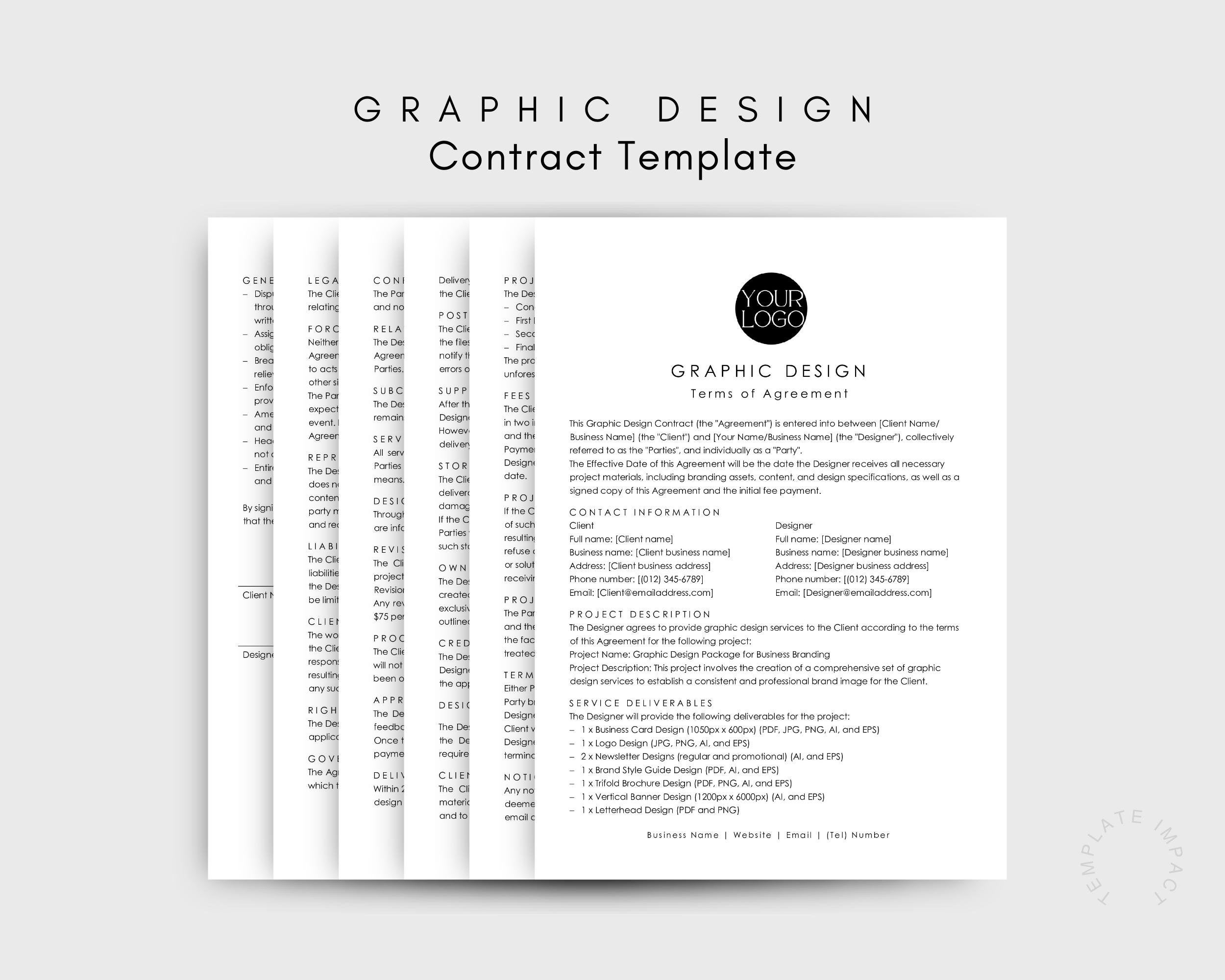 Graphic Design Contract and Invoice Templates - Etsy