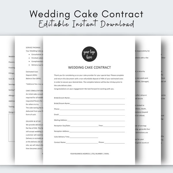 Cake Contract Template - Etsy