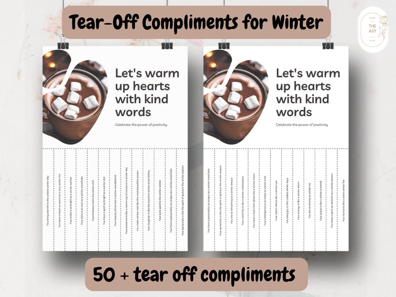 Winter Compliment Tear-off Sheet Printable Kindness Cards Self Care ...