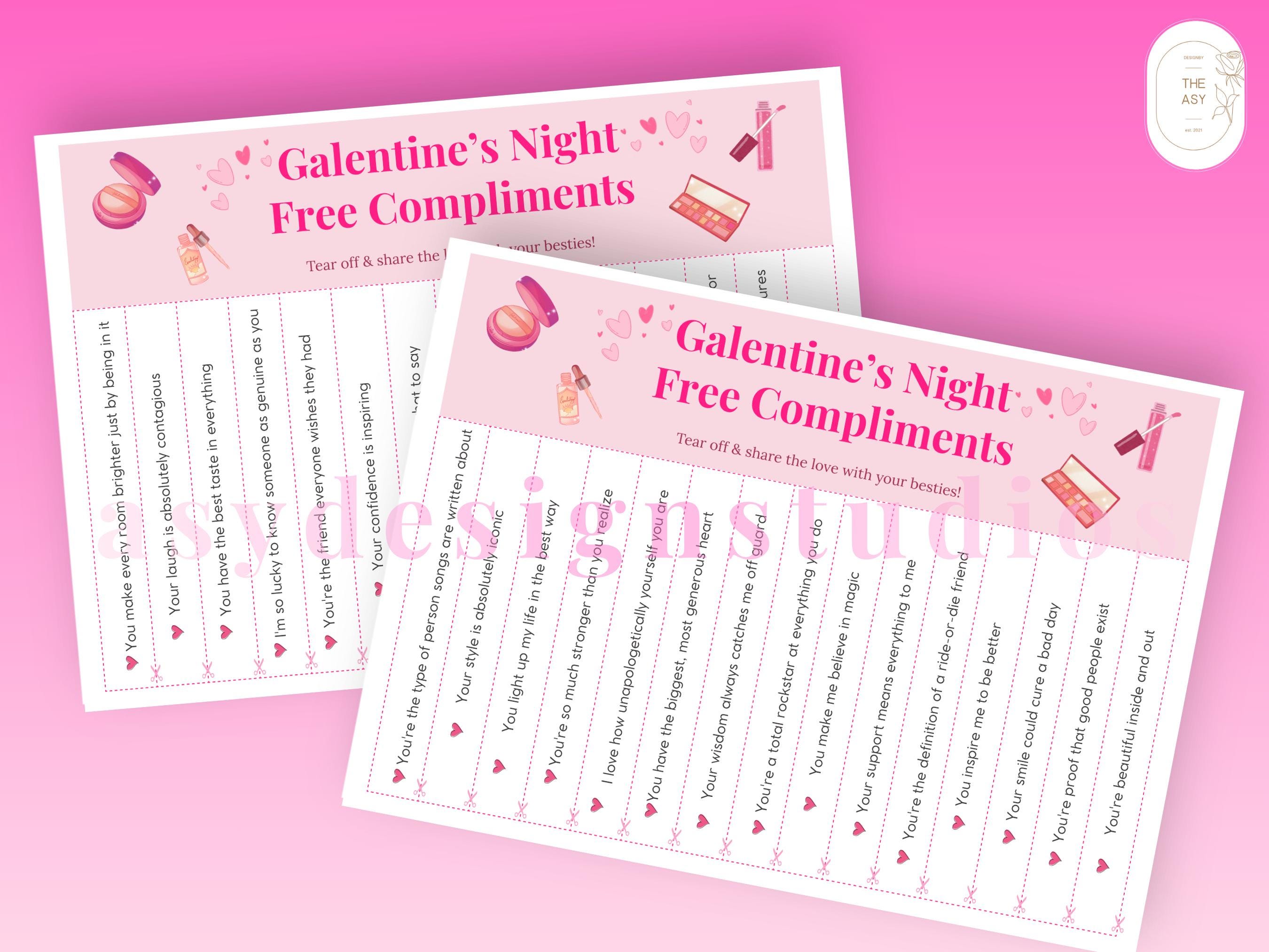 Galentine's Day Tear-off Compliment Cards | Printable PDF | Girls Night ...