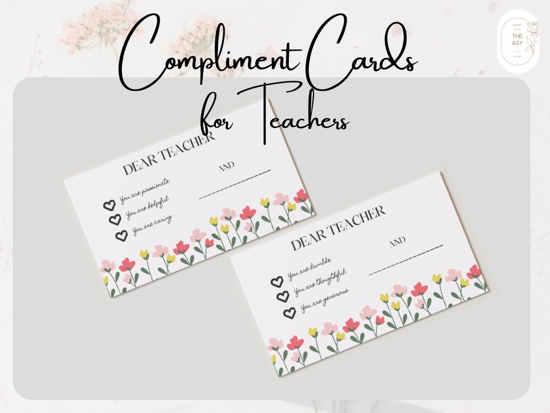 Compliment Card for Teachers & Student Printable Gift Card Compliment ...