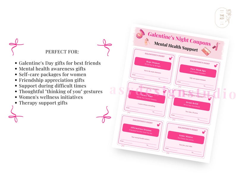 Galentine's Day Coupons for Mental Health | Self Care Gift for Friends ...