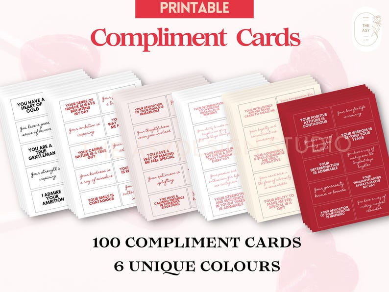 Valentine's Day Printable Compliment Cards Act of Kindness ...