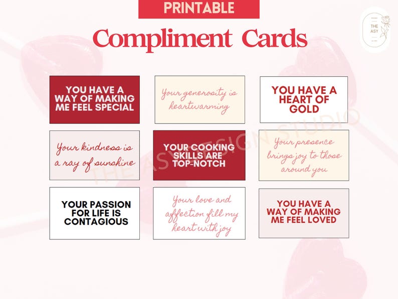 Valentine's Day Printable Compliment Cards Act of Kindness ...