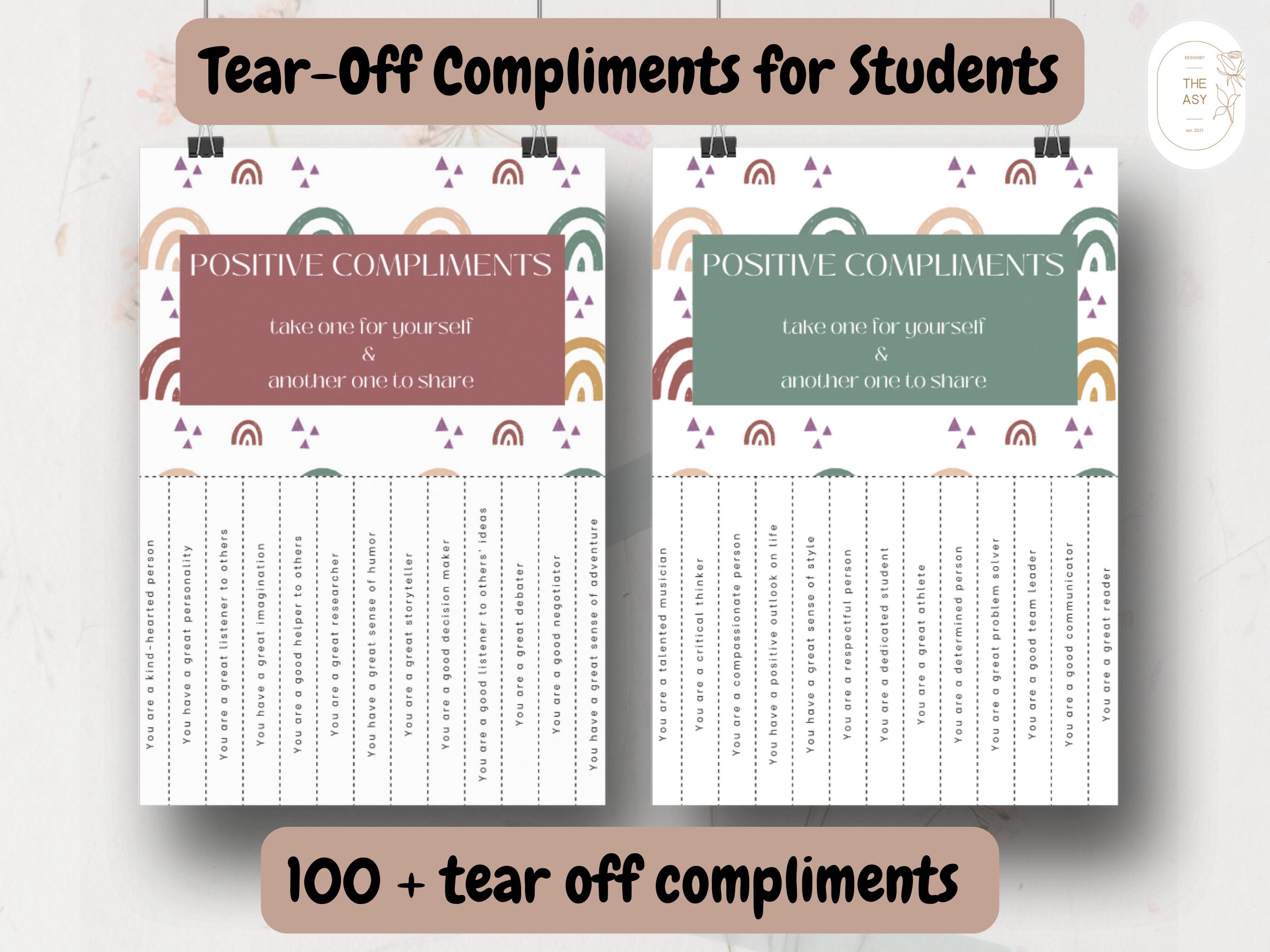Tear off Compliments Printable Free Compliment Sheets Random Act of ...