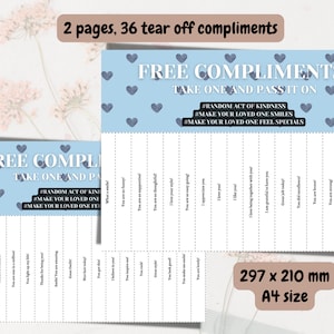 Tear off Compliments Printable Free Compliment Sheets Random Act of ...