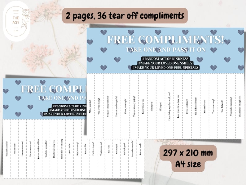 Tear off Compliments Printable Free Compliment Sheets Random Act of ...
