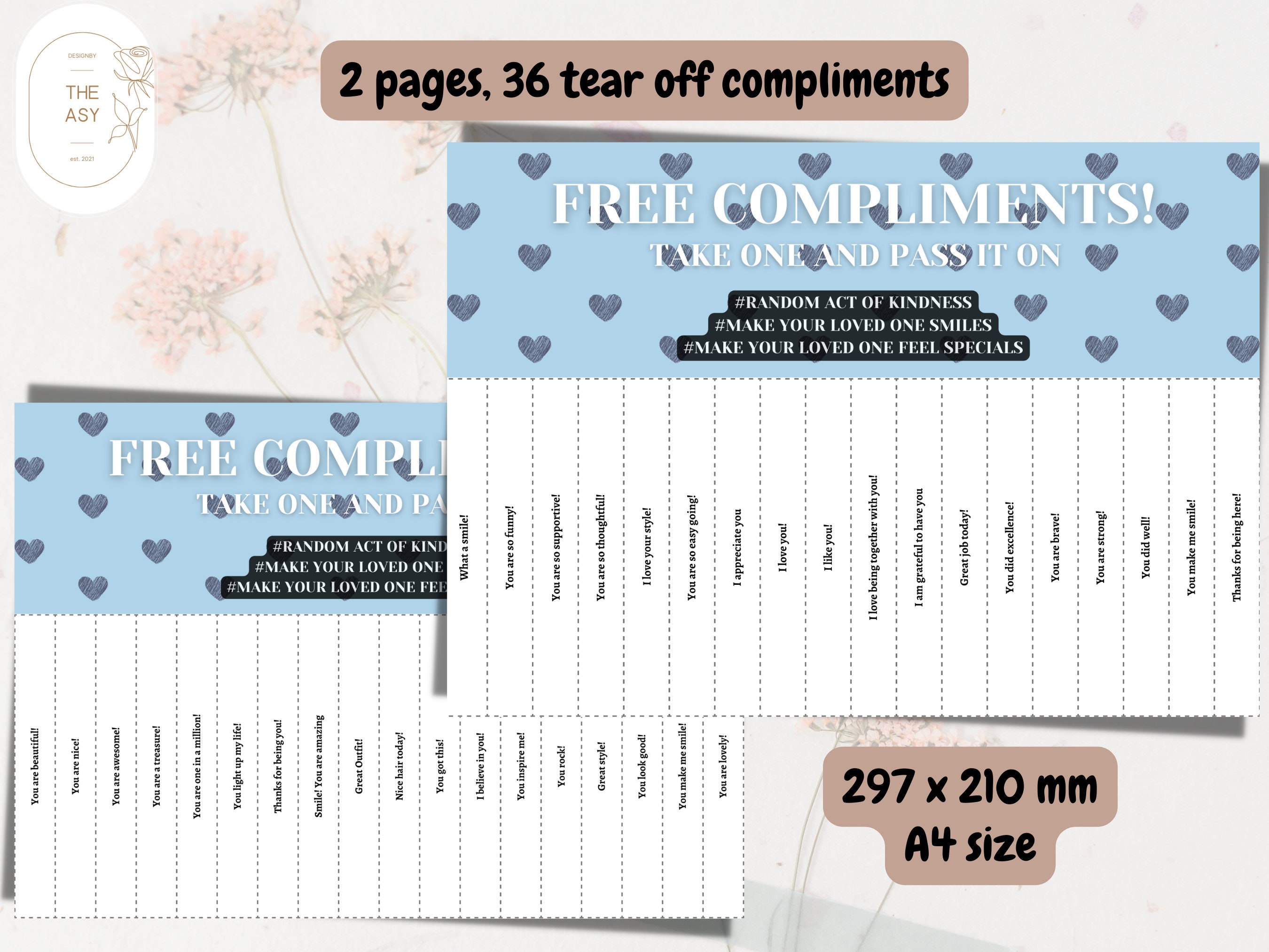 Tear off Compliments Printable Free Compliment Sheets Random Act of ...