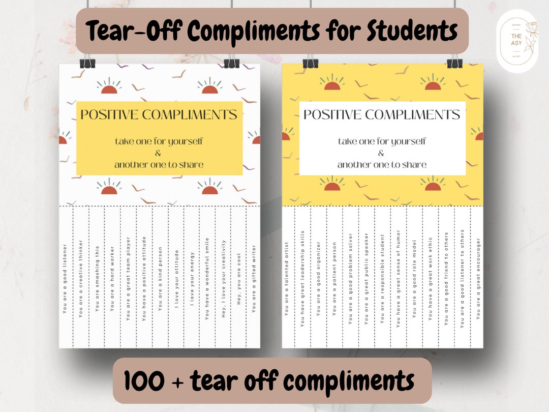 Tear off Compliments Printable Free Compliment Sheets Random Act of ...