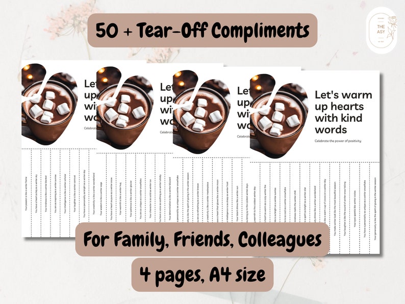 Winter Compliment Tear-off Sheet Printable Kindness Cards Self Care ...
