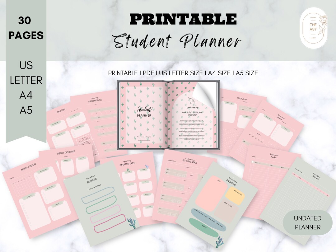Student Planner Printable, Student Planner, Academic Planner Printable ...