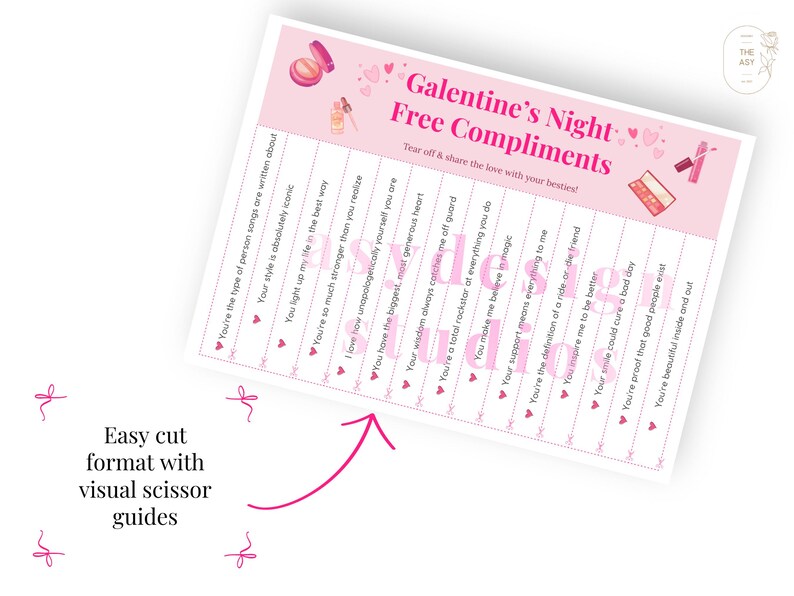 Galentine's Day Tear-off Compliment Cards | Printable PDF | Girls Night ...