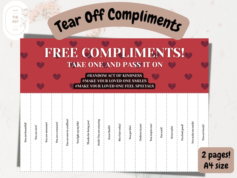 Tear off Compliments Printable Free Compliment Sheets Random Act of ...