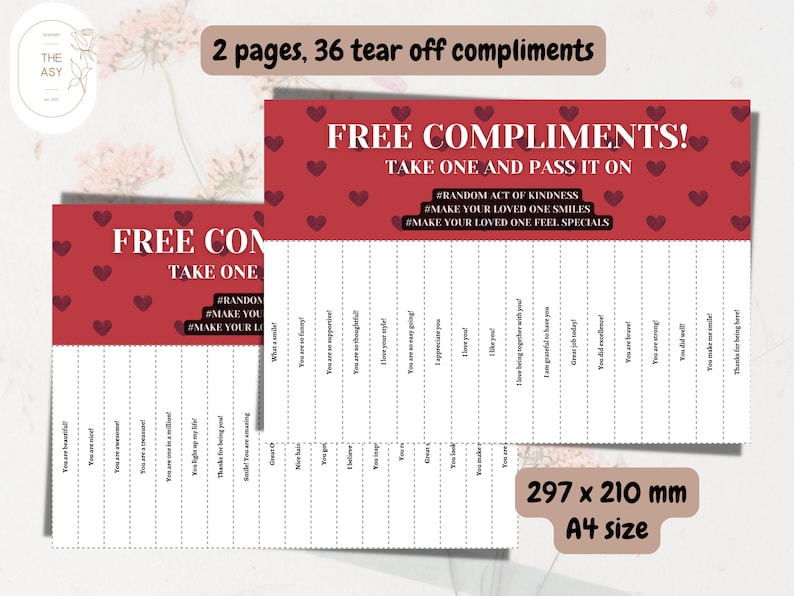 Tear off Compliments Printable Free Compliment Sheets Random Act of ...