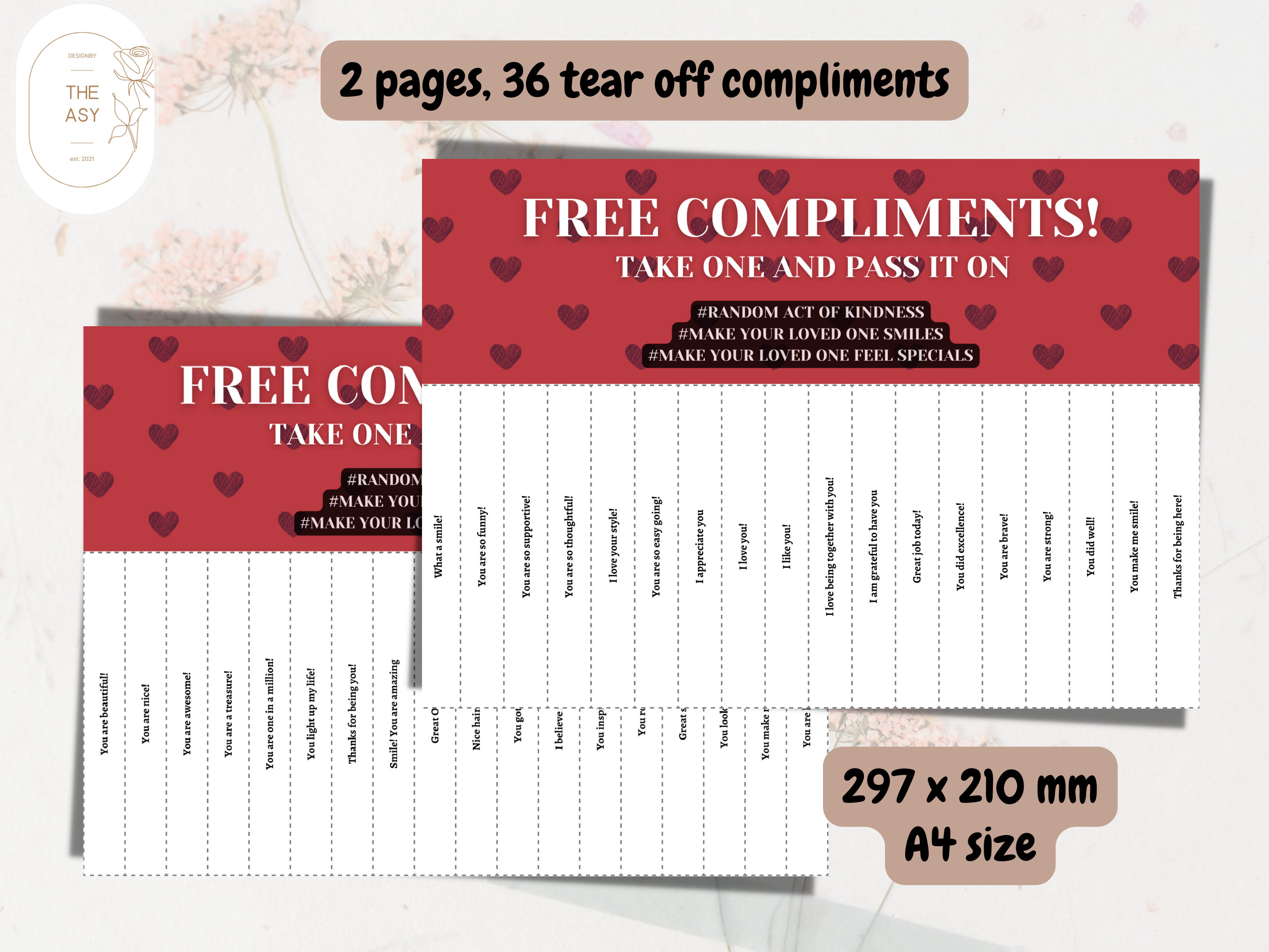 Tear off Compliments Printable Free Compliment Sheets Random Act of ...