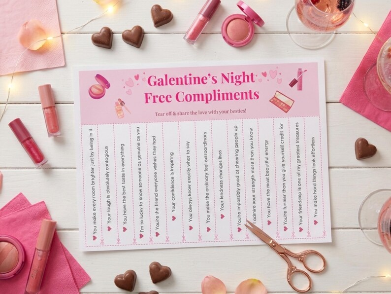 Galentine's Day Tear-off Compliment Cards | Printable PDF | Girls Night ...