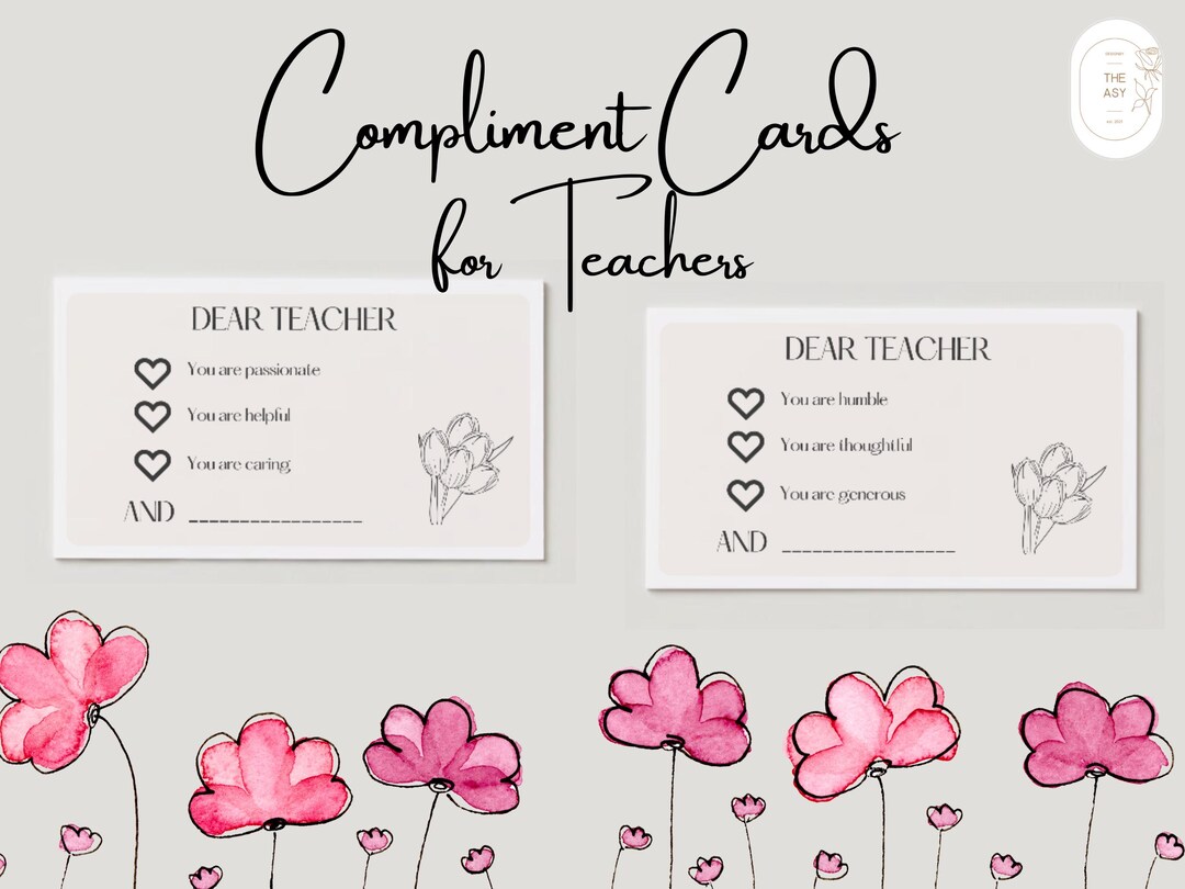 Compliment Card for Teachers & Student Printable Gift Card Compliment ...