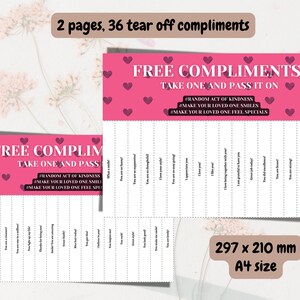 Tear off Compliments Printable Free Compliment Sheets Random - Etsy