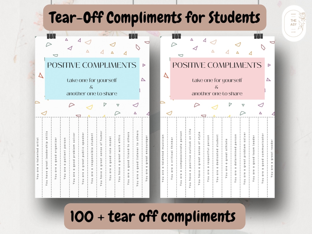 Tear off Compliments Printable Free Compliment Sheets Random Act of ...