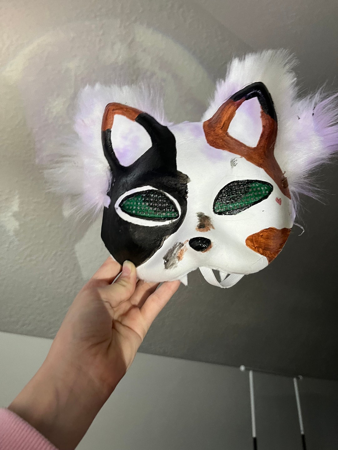 Calico Cat Therian Mask with Teeth - Etsy