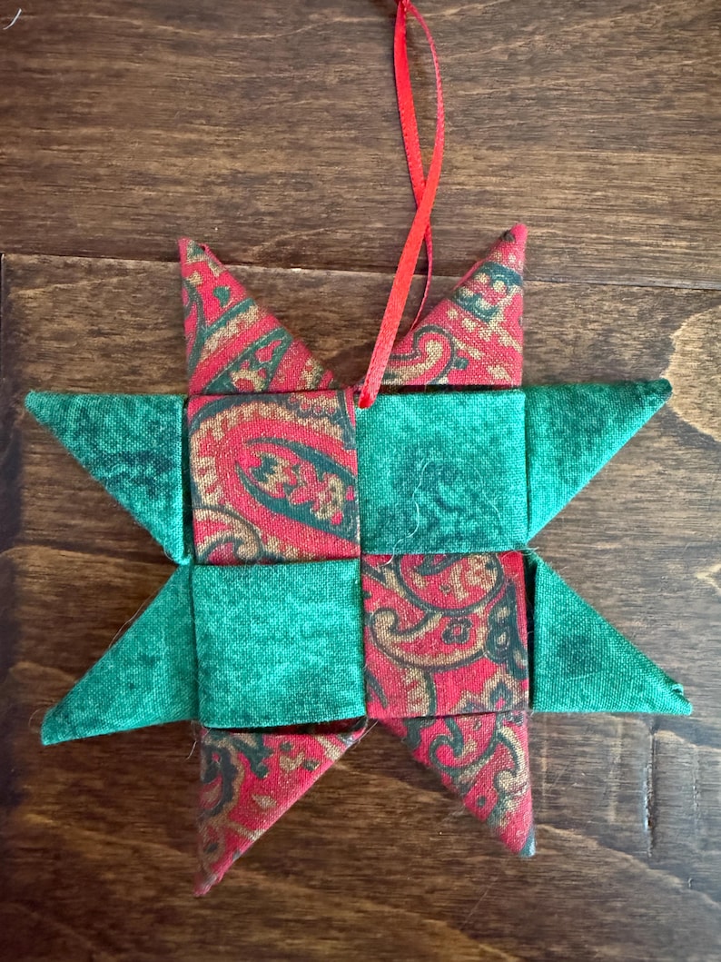 Handmade Folded Fabric Star Ornament Scandinavian Inspired - Etsy