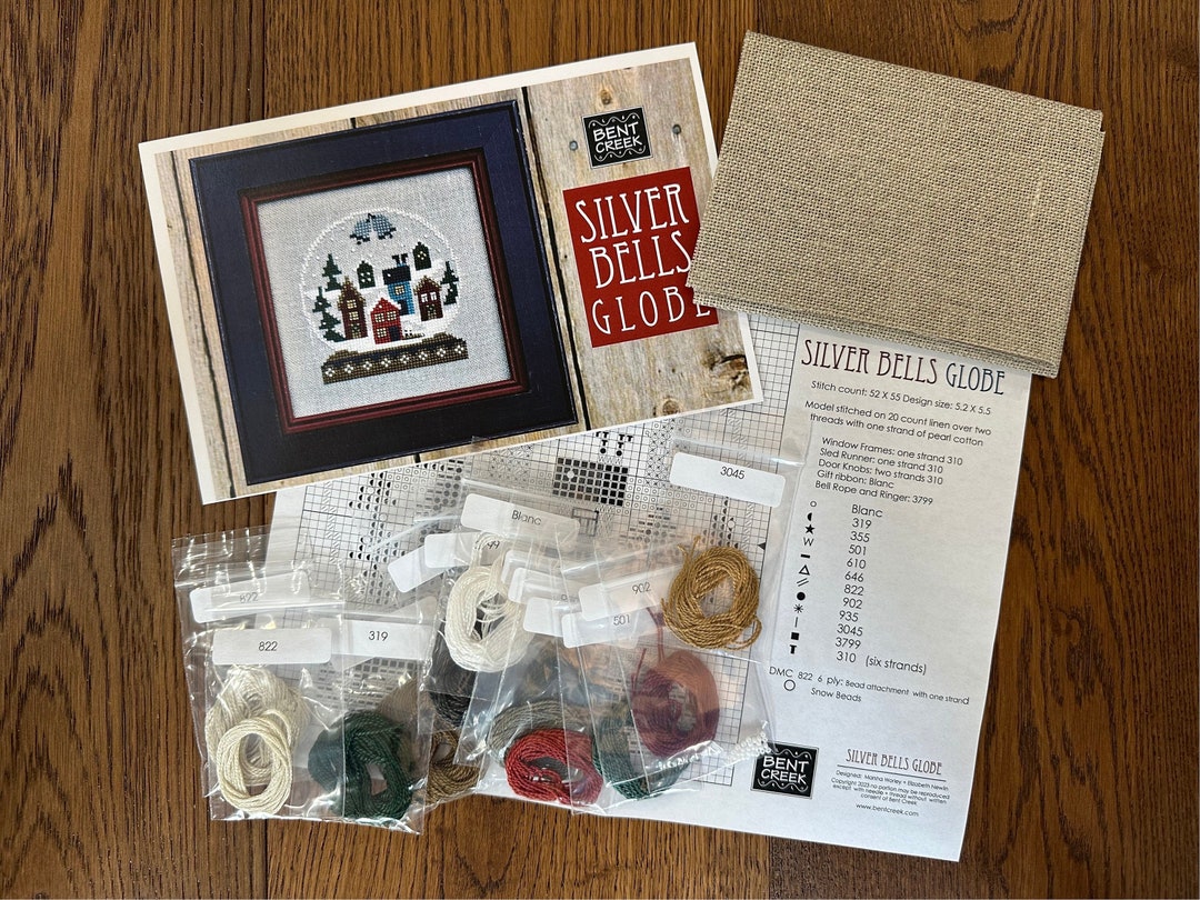 Bent Creek Pattern Silver Bells Globe Kit 2023 Cross Stitch Pattern Kit ...