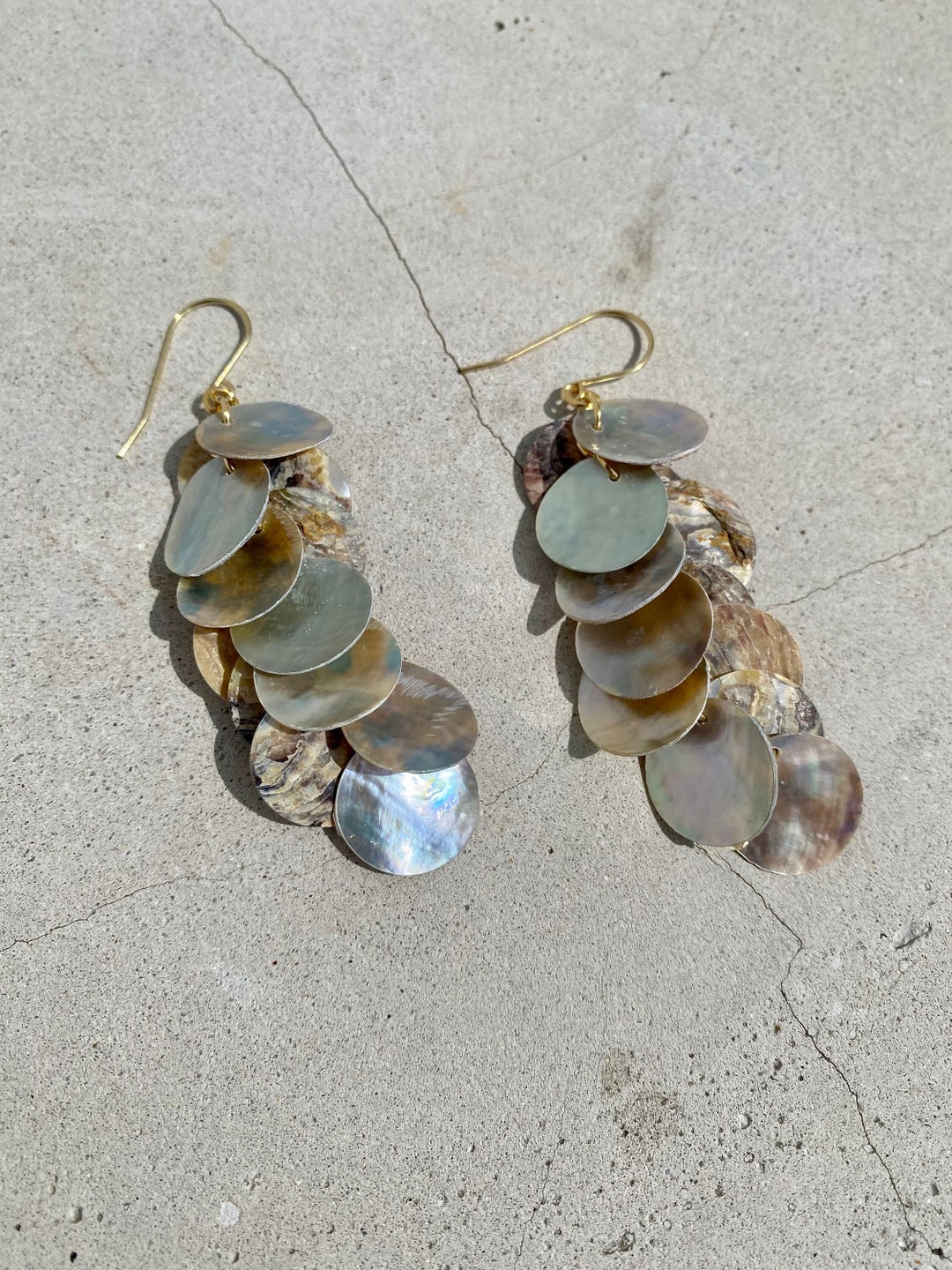 SHELL IN POCKET Summery Akoya Shell Earrings With Golden Stainless ...