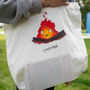 Calcifer Canvas Bag Custom Tote Bag Aesthetic Tote Tote Bag - Etsy