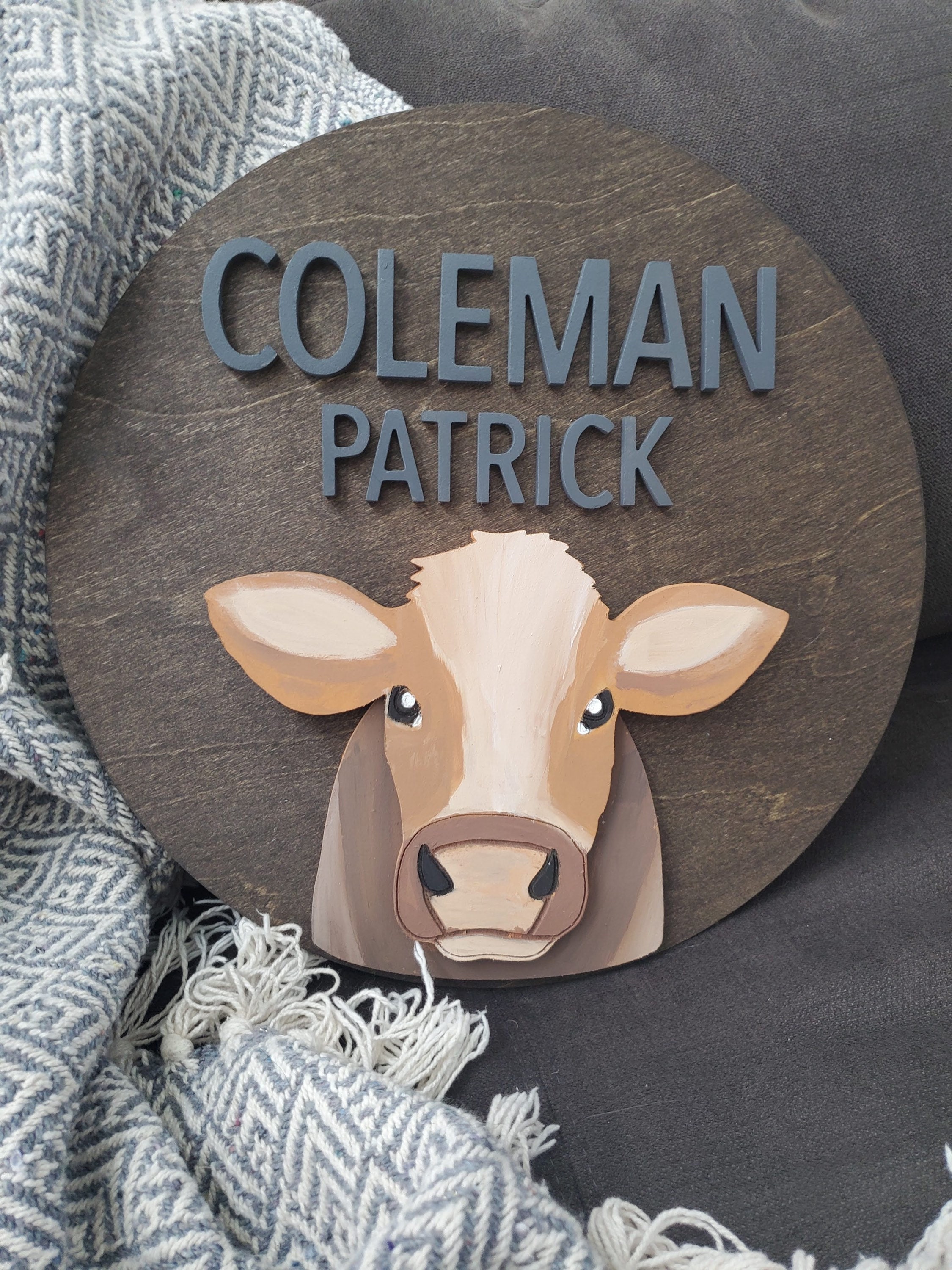 Baby Name Sign - Cow Theme - Etsy