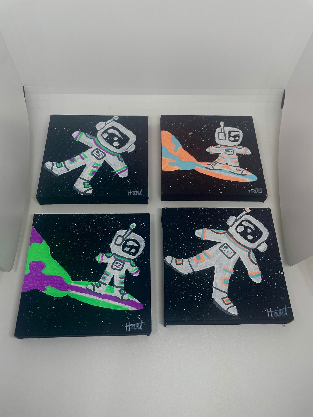 Tiny Spaceman Paintings, Blacklight Reactive - Etsy