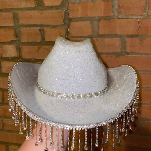 White & Crystal Rhinestone Hat - Etsy