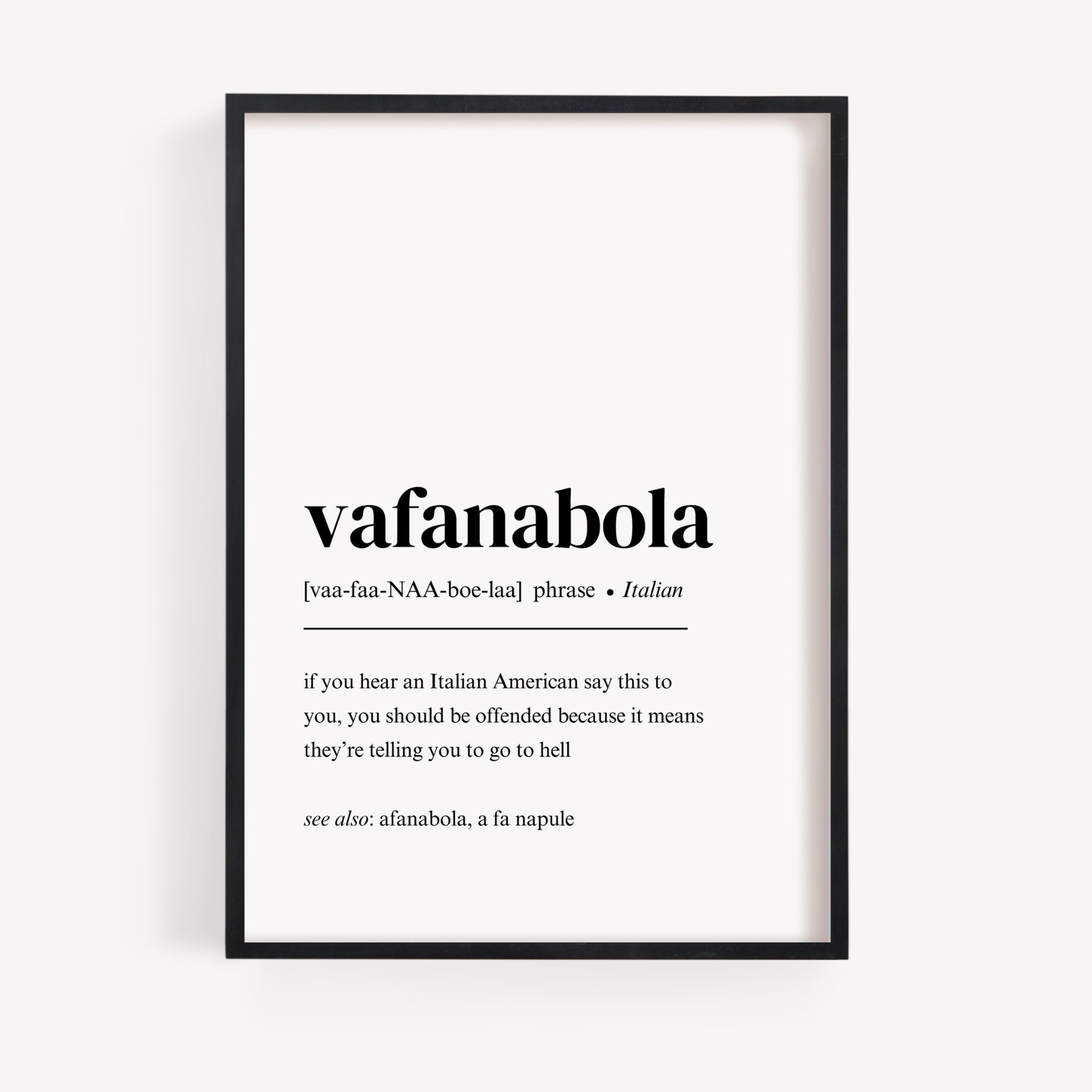 PRINTABLE Italian Definition Wall Art, Vafanabola Print, Minimalist ...