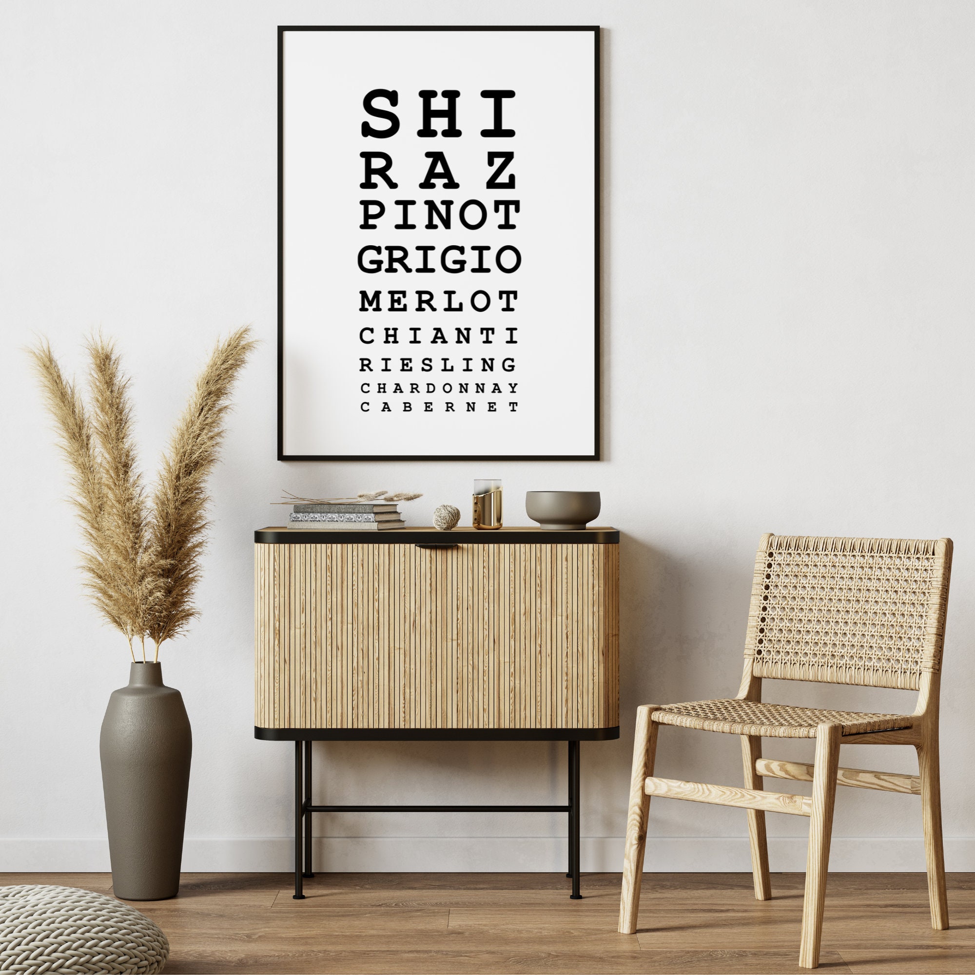 Printable Wine Eye Chart, Wall Art for Kitchen & Bar, Minimalist Home ...