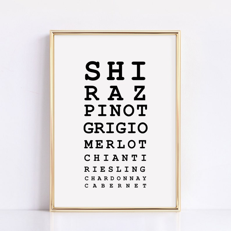 Printable Wine Eye Chart, Wall Art for Kitchen & Bar, Minimalist Home ...
