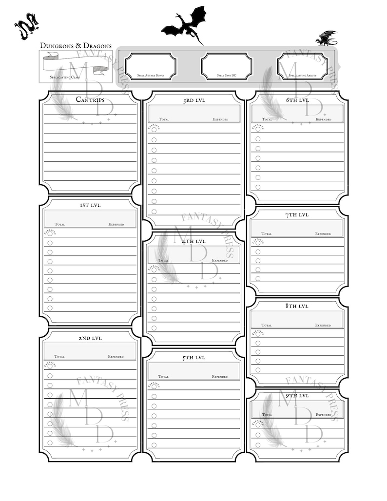 Sorcerer Character Sheet Dungeons & Dragons 5e - Etsy