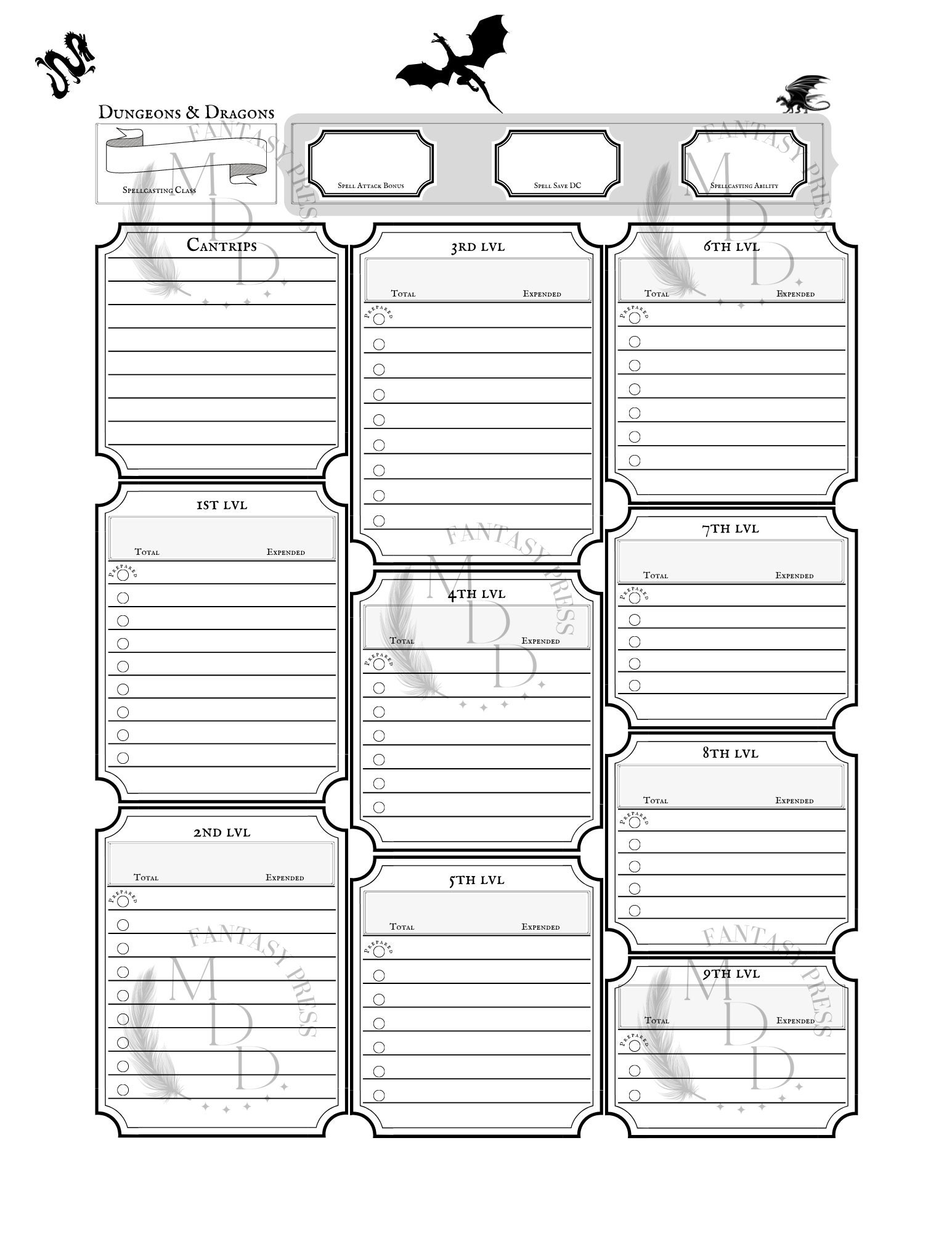Cleric Character Sheet Dungeons & Dragons 5e - Etsy