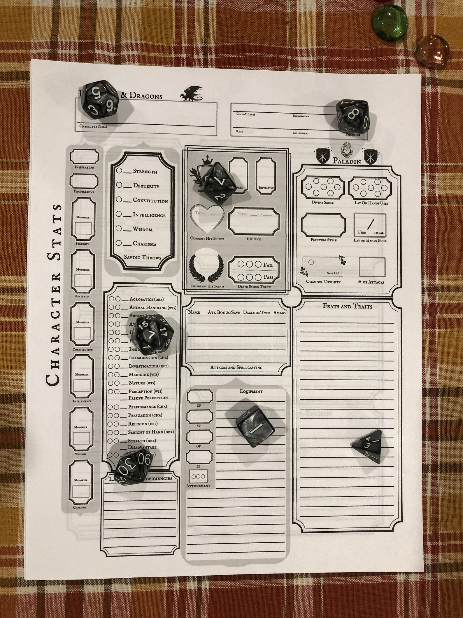 Paladin Character Sheet Dungeons & Dragons 5e - Etsy