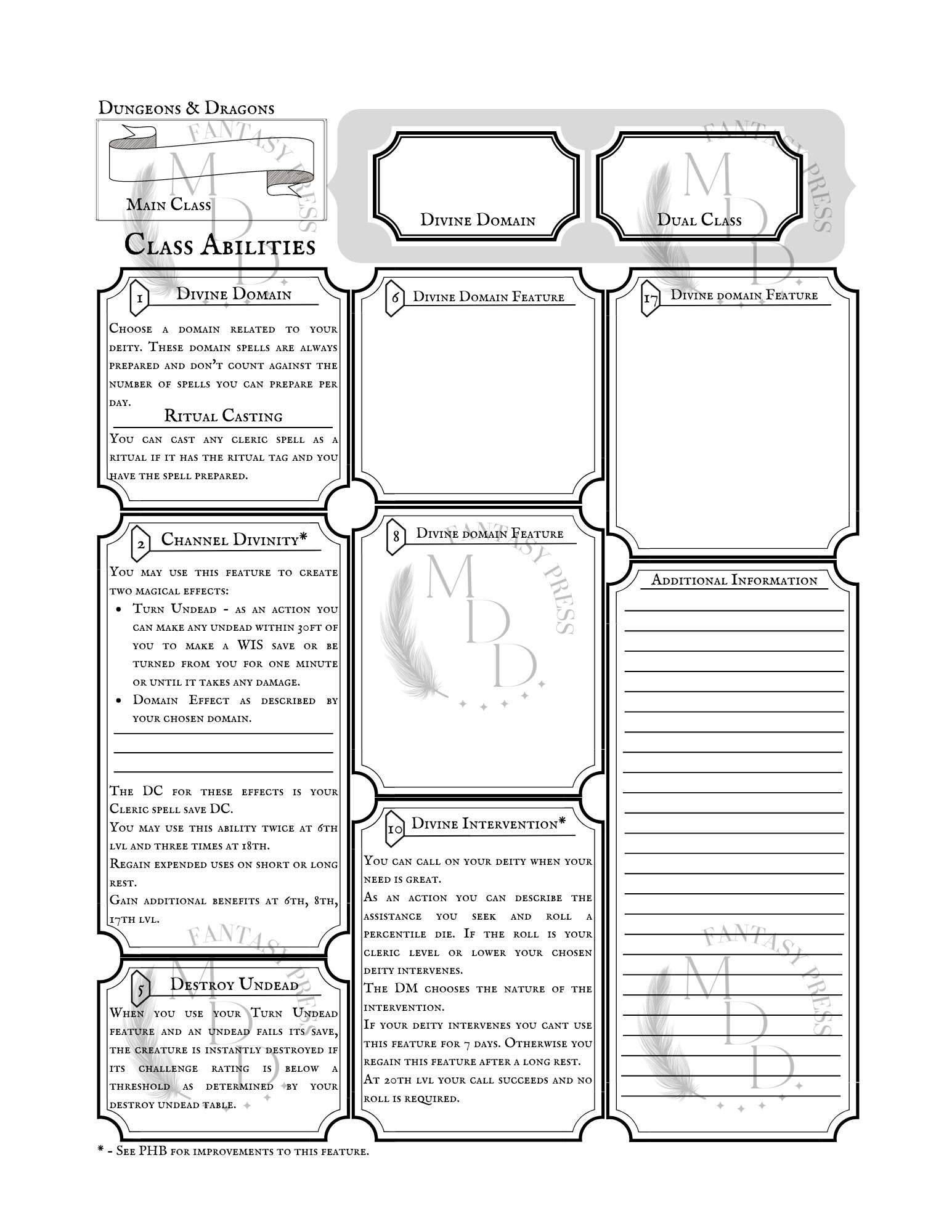 Cleric Character Sheet Dungeons & Dragons 5e - Etsy