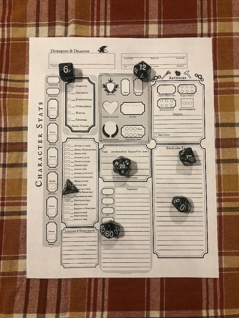 Artificer Character Sheet Dungeons & Dragons 5e - Etsy