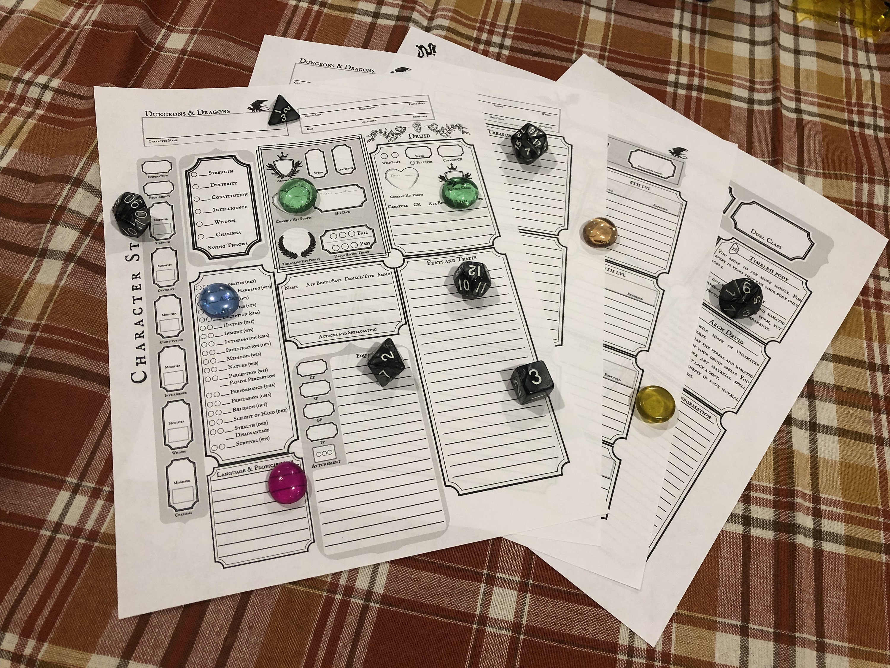 Druid Character Sheet Dungeons & Dragons 5e - Etsy