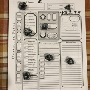 Monk Character Sheet Dungeons & Dragons 5e - Etsy