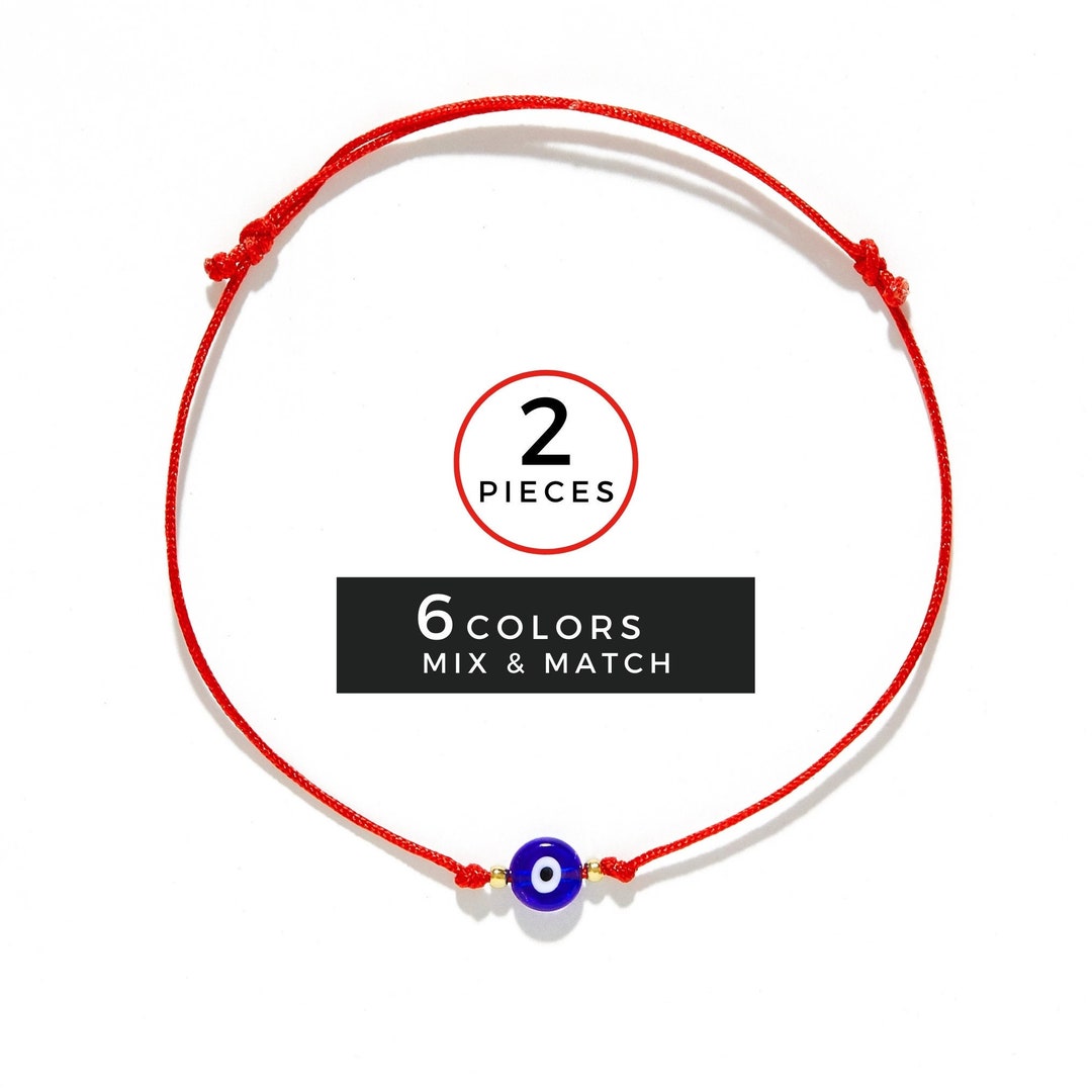 2pc Red Evil Eye Bracelet, Mal De Ojo Bracelet, Kabbalah Red String ...