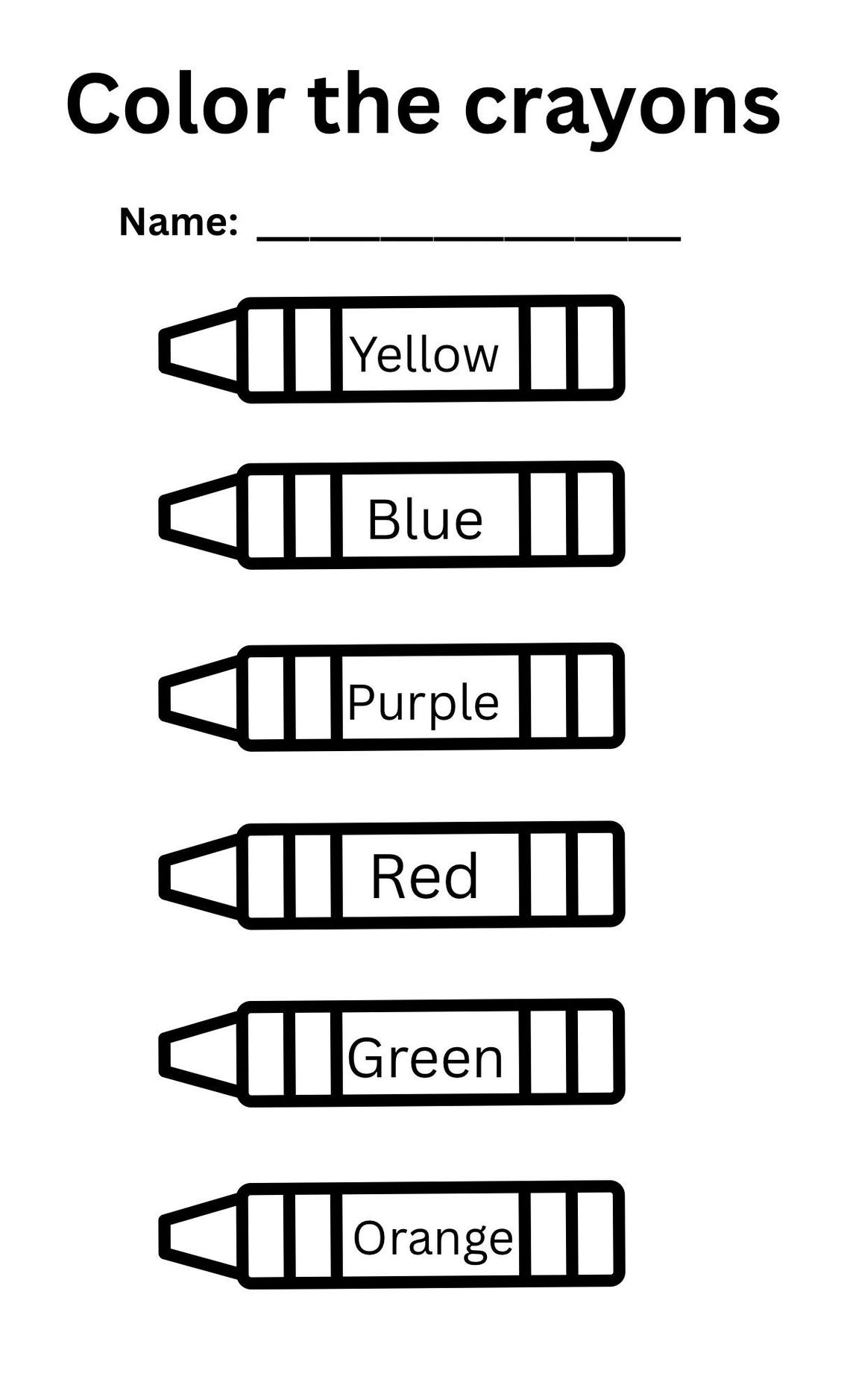 Color Identifying Worksheet - Etsy