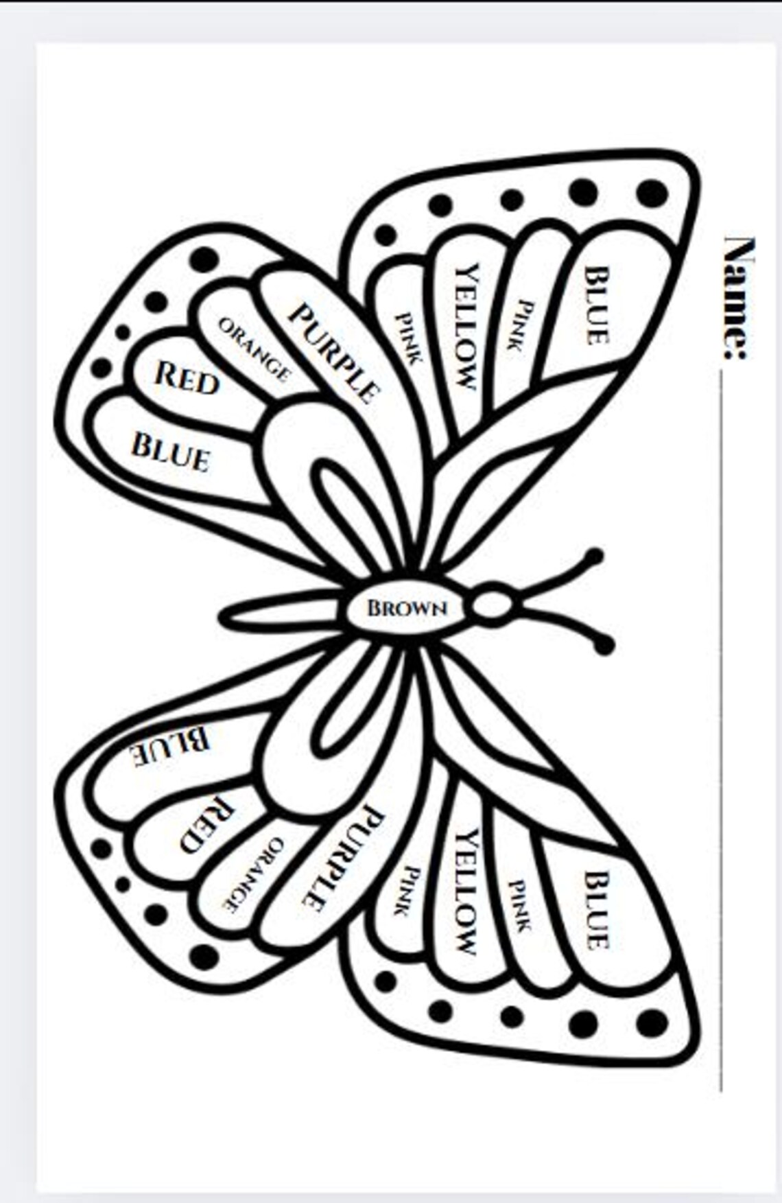 Butterfly Coloring Worksheet - Etsy